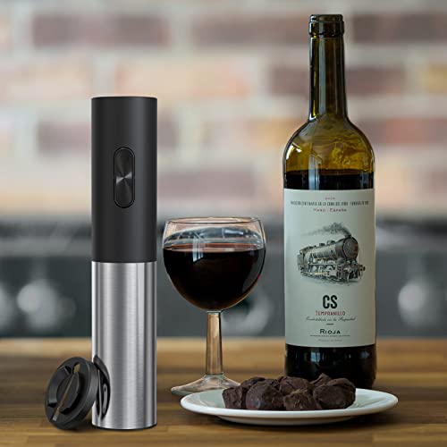 COKUNST Electric Wine Bottle Openers , Reusable Wine Corkscrew Opener with Foil Cutter, Battery Operated Stainless Steel Wine Remover for Home Kitchen Party Bar Restaurant