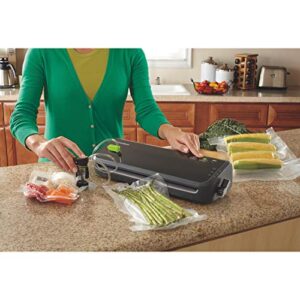 FoodSaver Vacuum Sealer Machine with Starter Vacuum Seal Bags & Rolls, Safety Certified, Black - FM2000-FFP