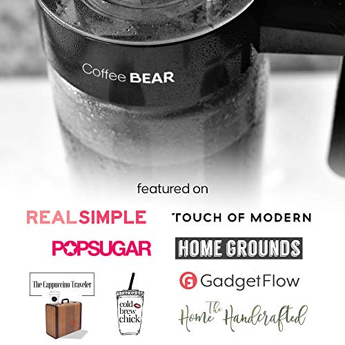 COFFEE BEAR – Cold Brew Coffee Maker and Ice Tea Brewer, Borosilicate Glass Pitcher with Mesh Filter, 1.3L (44oz)