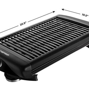 Chefman Electric Smokeless Indoor Grill w/Non-Stick Cooking Surface & Adjustable Temperature Knob from Warm to Sear for Customized BBQing, Dishwasher Safe Removable Water Tray, Black