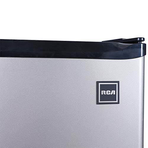 RCA RFR322 Mini Refrigerator, Compact Freezer Compartment, Adjustable Thermostat Control, Reversible Door, Ideal Fridge for Dorm, Office, Apartment, Platinum Stainless, 3.2 Cubic Feet