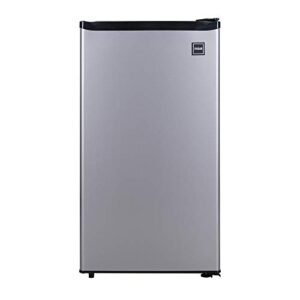 RCA RFR322 Mini Refrigerator, Compact Freezer Compartment, Adjustable Thermostat Control, Reversible Door, Ideal Fridge for Dorm, Office, Apartment, Platinum Stainless, 3.2 Cubic Feet