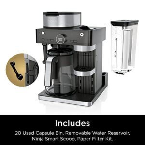 Ninja CFN601 Espresso & Coffee Barista System, Single-Serve Coffee & Nespresso Capsule Compatible, 12-Cup Carafe, Built-in Frother, Espresso, Cappuccino & Latte Maker, Black & Stainless Steel