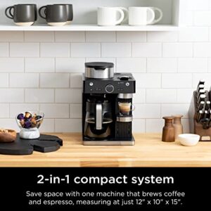 Ninja CFN601 Espresso & Coffee Barista System, Single-Serve Coffee & Nespresso Capsule Compatible, 12-Cup Carafe, Built-in Frother, Espresso, Cappuccino & Latte Maker, Black & Stainless Steel