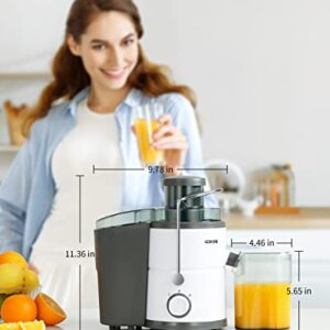 GDOR Juicer with 800W Motor, Juicer Machine with Big Mouth 3” Feed Chute, Dual Speeds Juice Maker for Fruits and Veggies, Anti-Drip Function Centrifugal Juicer, Include Cleaning Brush, BPA-Free, White