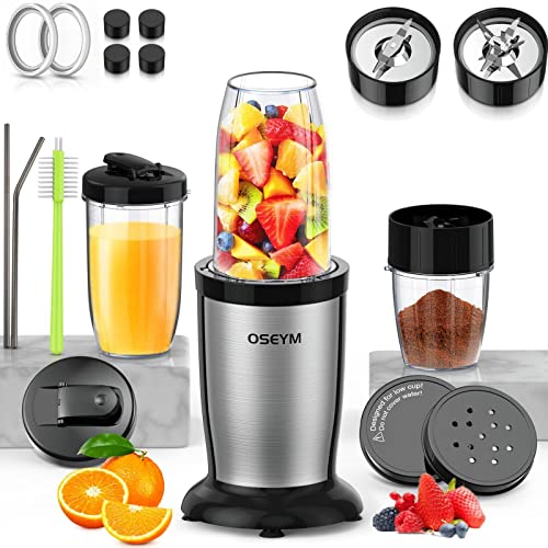 OSEYM 19-in-1 Bullet Blender, Personal Blender for Shakes and Smoothies, 850W Smoothie Blender With 2*20 Oz & 1*10 Oz To-Go Cups, Easy to Clean, BPA-Free (Silver-Black)