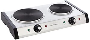 cuisinart cast-iron double burner, 11.5″(l) x 19.5″(w) x 2.5″(h), silver