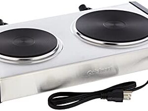 Cuisinart Cast-Iron Double Burner, 11.5"(L) x 19.5"(W) x 2.5"(H), Silver