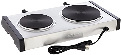 Cuisinart Cast-Iron Double Burner, 11.5"(L) x 19.5"(W) x 2.5"(H), Silver