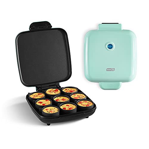 DASH Sous Vide Style Family Size Egg Bite Maker for Breakfast Bites, Sandwiches, Healthy Snacks or Desserts, Keto & Paleo Friendly (9 Servings), Aqua