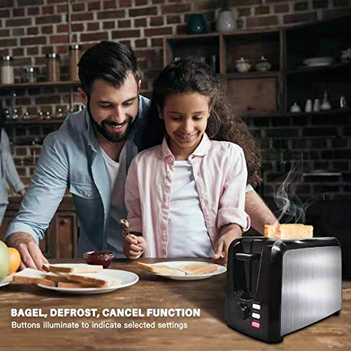 Toaster 2 Slice Best Prime Toasters Stainless Steel Black Bagel Toaster Evenly and Quickly with 2 Wide Slots 7 Shade Settings and Removable Crumb Tray for Bread Waffles