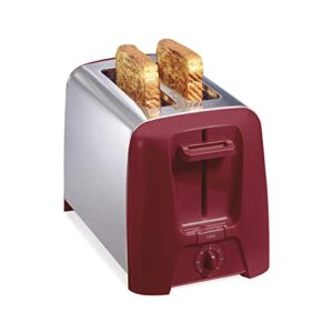 hamilton beach 2 slice toaster with extra wide slots, shade selector, auto-shutoff, cancel button and toast boost, red