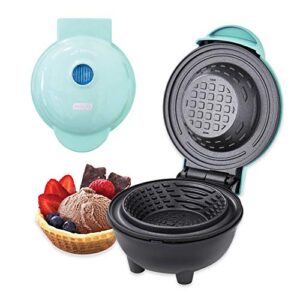 dash mini waffle bowl maker for breakfast, burrito bowls, ice cream and other sweet deserts, recipe guide included – aqua