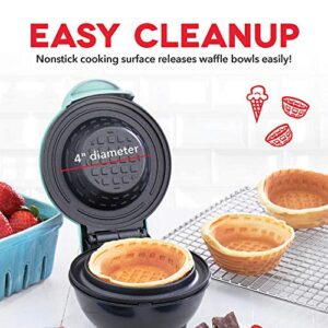 DASH Mini Waffle Bowl Maker for Breakfast, Burrito Bowls, Ice Cream and Other Sweet Deserts, Recipe Guide Included - Aqua