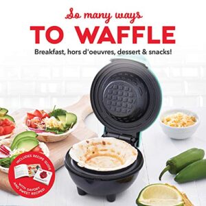 DASH Mini Waffle Bowl Maker for Breakfast, Burrito Bowls, Ice Cream and Other Sweet Deserts, Recipe Guide Included - Aqua