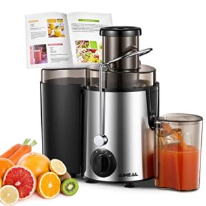 juicer machines, aiheal juicer vegetable and fruit easy to clean, centrifugal juicer with 3 speed control, upgraded 400w motor, cleaning brush and recipe included