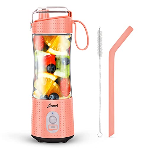 Personal Size Blender Smoothies and Shakes, Aoozi Portable Blenders, Mini Blender USB Rechargeable, Handheld Blender Sports,Travel and Home (Orange)