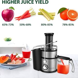 KOIOS Centrifugal Juicer Machines, Juice Extractor with Extra Large 3inch Feed Chute, 304 Stainless Steel Filter, High Juice Yield for Fruits and Vegetables, Easy to Clean, 100% BPA-Free, 1200W Powerful, Dishwasher Safe, Included Brush