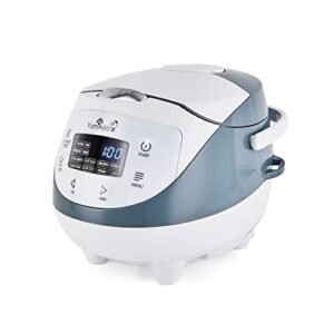 yumasia panda mini rice cooker with ninja ceramic bowl and advanced fuzzy logic (3.5 cup, 0.63 litre) 4 rice cooking functions, 4 multicooker functions, motouch led display – 120v (white and grey)