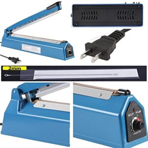 Impulse Heat Sealer Manual Bags Sealer Heat Sealing Machine 12 Inch Impulse Sealer Machine for Plastic Bags PE PP Bags with Extra Replace Element Grip