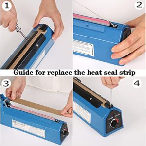 Impulse Heat Sealer Manual Bags Sealer Heat Sealing Machine 12 Inch Impulse Sealer Machine for Plastic Bags PE PP Bags with Extra Replace Element Grip