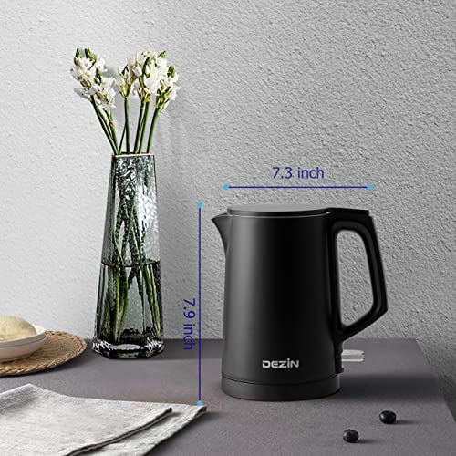 Dezin Electric Kettle, 0.8L Portable Travel Kettle with Double Wall Construction, 304 Stainless Steel Electric Tea Kettle for Business Trip, Small Electric Kettle with Auto Shut-Off (Without Cup)