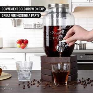 Zulay Kitchen 1 Gallon Cold Brew Coffee Maker with EXTRA-THICK Glass Carafe & Stainless Steel Mesh Filter - Premium Iced Coffee Maker, Cold Brew Pitcher & Tea Infuser