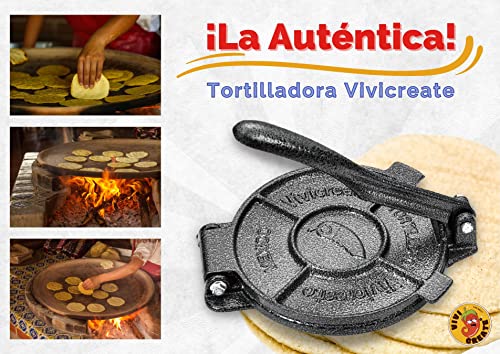 Vivicreate Cast Iron Tortilla Press 7.5 Inch. Tortilla Maker, Dough Press,Flour Tortilla press, Rotis Press, Grey Color