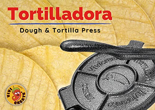 Vivicreate Cast Iron Tortilla Press 7.5 Inch. Tortilla Maker, Dough Press,Flour Tortilla press, Rotis Press, Grey Color