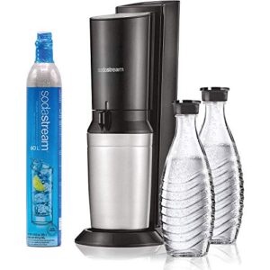 sodastream aqua fizz sparkling water machine (black) with co2 & glass carafes