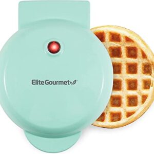 Elite Gourmet EWM013M# Electric Nonstick Mini Waffle Maker, 1-Inch Thick Waffles, Compact Design, Hash Browns, Keto, Snacks, Sandwich, Eggs, Easy to Clean, Mint