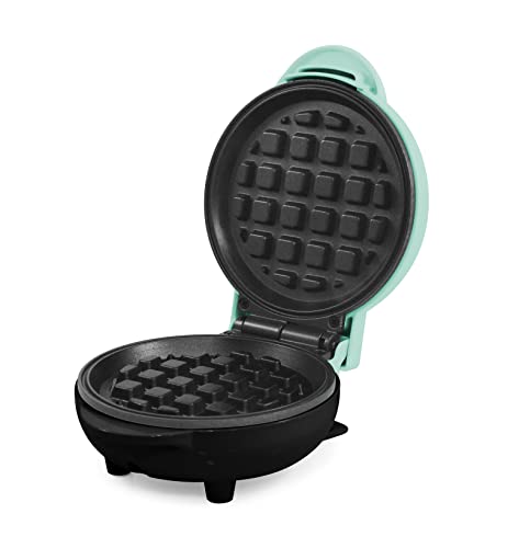 Elite Gourmet EWM013M# Electric Nonstick Mini Waffle Maker, 1-Inch Thick Waffles, Compact Design, Hash Browns, Keto, Snacks, Sandwich, Eggs, Easy to Clean, Mint