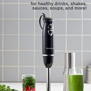 Elite Gourmet EHB1015 Immersion Hand Blender 500 Watts 2 Speed Mixing with Stainless Steel Blades, Detachable Wand Stick Mixer, Smoothies, Baby Food, Soup, Black