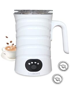 milk frother, saiboke 4-in-1 electric milk steamer，automatic hot & cold foam maker, 8.8oz/260ml milk warmer for latte, cappuccinos, macchiato. ultra-quiet working & automatic shut off