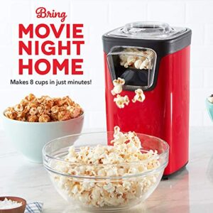 DASH Turbo POP Popcorn Maker with Measuring Cup to Portion Popping Corn Kernels + Melt Butter, 8 Cup Popcorn Machine - Red