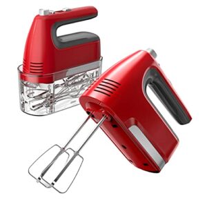 jiojioy hand mixer electric, 5 speed kitchen handheld mixer with eject button and storage case, 400w ultra power with turbo function and stainless steel attachments for whipping, mixing brownies, cakes and dough batters