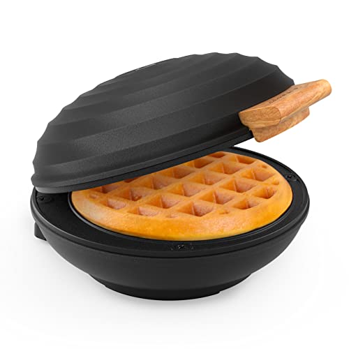 CROWNFUL Mini Waffle Maker Machine, 4 Inch Chaffle Maker with Compact Design, Easy to Clean, Non-Stick Surface, Recipe Guide Included, Perfect for Breakfast, Dessert, Sandwich, or Other Snacks, Black