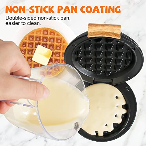 CROWNFUL Mini Waffle Maker Machine, 4 Inch Chaffle Maker with Compact Design, Easy to Clean, Non-Stick Surface, Recipe Guide Included, Perfect for Breakfast, Dessert, Sandwich, or Other Snacks, Black