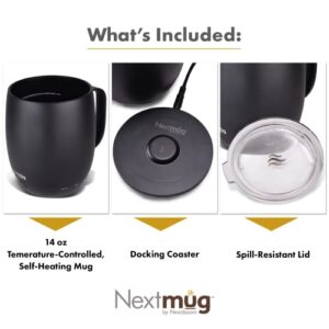 Nextmug - Temperature-Controlled, Self-Heating Coffee Mug (Black - 14 oz.)