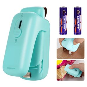 Mini Bag Sealer, Kenossion Chip Bag Sealer - Bag Sealer Heat Seal with Cutter & Magnet, Portable Mini Sealing Machine to Reseal Plastic Bags & Keep Snacks Fresh (2xAA Batteries Included)