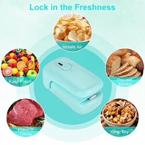 Mini Bag Sealer, Kenossion Chip Bag Sealer - Bag Sealer Heat Seal with Cutter & Magnet, Portable Mini Sealing Machine to Reseal Plastic Bags & Keep Snacks Fresh (2xAA Batteries Included)