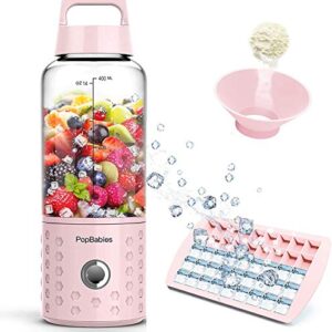 PopBabies Portable Blender, Smoothie Blender for Shakes and Smoothies, Personal Blender On the go Princess Pink