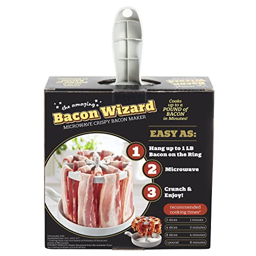 Microwave Bacon Cooker - Bacon Wizard Cooks 1LB of Bacon and Reduces Fat by 40% - Crispier, Healthier, Quicker Bacon Every time - Grease Catcher Makes Clean Up Easy- Great for Adults, College Students