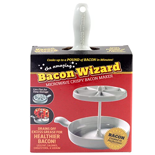 Microwave Bacon Cooker - Bacon Wizard Cooks 1LB of Bacon and Reduces Fat by 40% - Crispier, Healthier, Quicker Bacon Every time - Grease Catcher Makes Clean Up Easy- Great for Adults, College Students