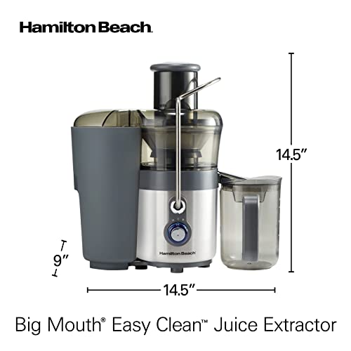 Hamilton Beach Juicer Machine, Centrifugal Extractor, Big Mouth 3" Feed Chute, Easy Clean, 2-Speeds, BPA Free Pitcher, Holds 40 oz. - 850W Motor, Silver