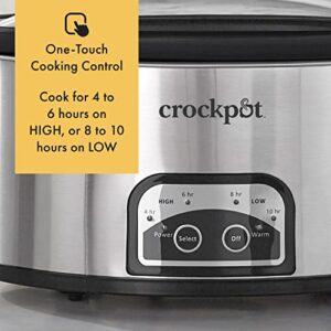 Crockpot 6 Quart Slow Cooker with Auto Warm Setting and Programmable Controls, Stainless Steel