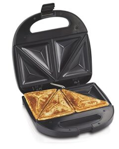 hamilton beach electric sandwich maker toaster with nonstick plates makes omelets and grilled cheese, 4 inch, easy to store, black (25430)