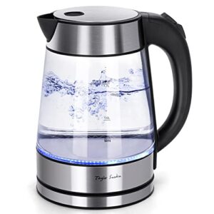 glass hot water kettle electric for tea and coffee 1.7 liter fast boiling electric kettle cordless water boiler with auto shutoff & boil dry protection taylor swoden