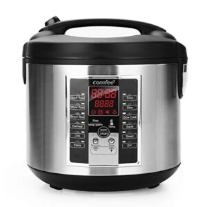 comfee’ rice cooker, slow cooker, steamer, stewpot, saute all in one (12 digital cooking programs) multi cooker (5.2qt ) large capacity, 24 hours preset & instant keep warm