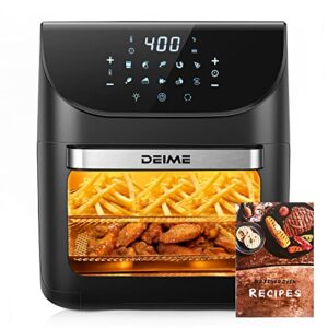 air fryer 12 qt 1700w large capacity oilless hot air fryers oven healthy cooker with 10 presets, visible cooking window, lcd touch screen, 6 dishwasher safe accessories included recipe